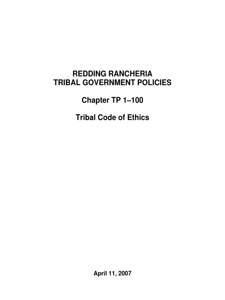 Redding Rancheria Tribal Government Policies Chapter TP 1-100 Tribal ...
