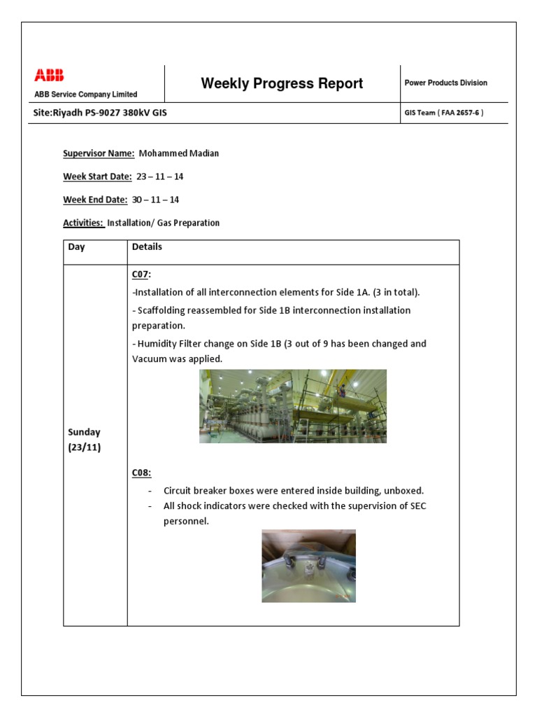 GIS - PS9027 - Weekly Progress Report 2014-11-26 | Manufactured Goods ...