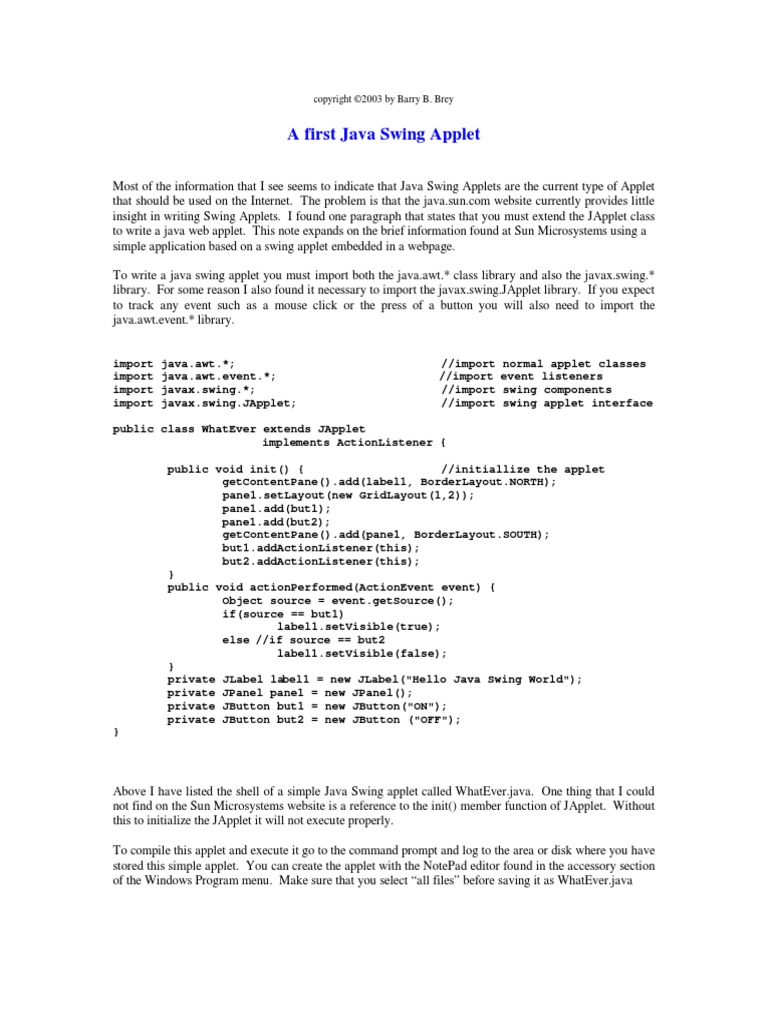 Swing Apple T | PDF | Java (Programming Language) | Object Oriented Programming