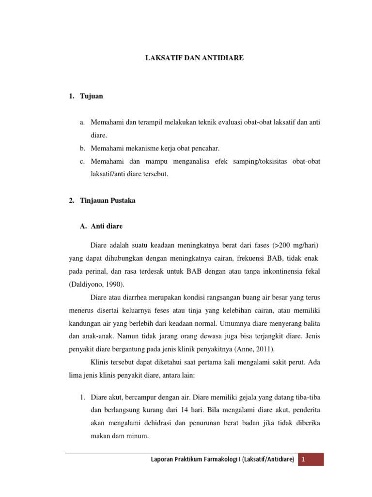 Laporan Praktikum Laksatif dan Antidiare | PDF | Pengembangan Diri ...