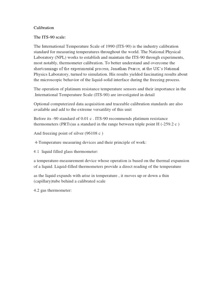 Calibration The ITS-90 Scale | PDF | Electrical Resistivity And ...