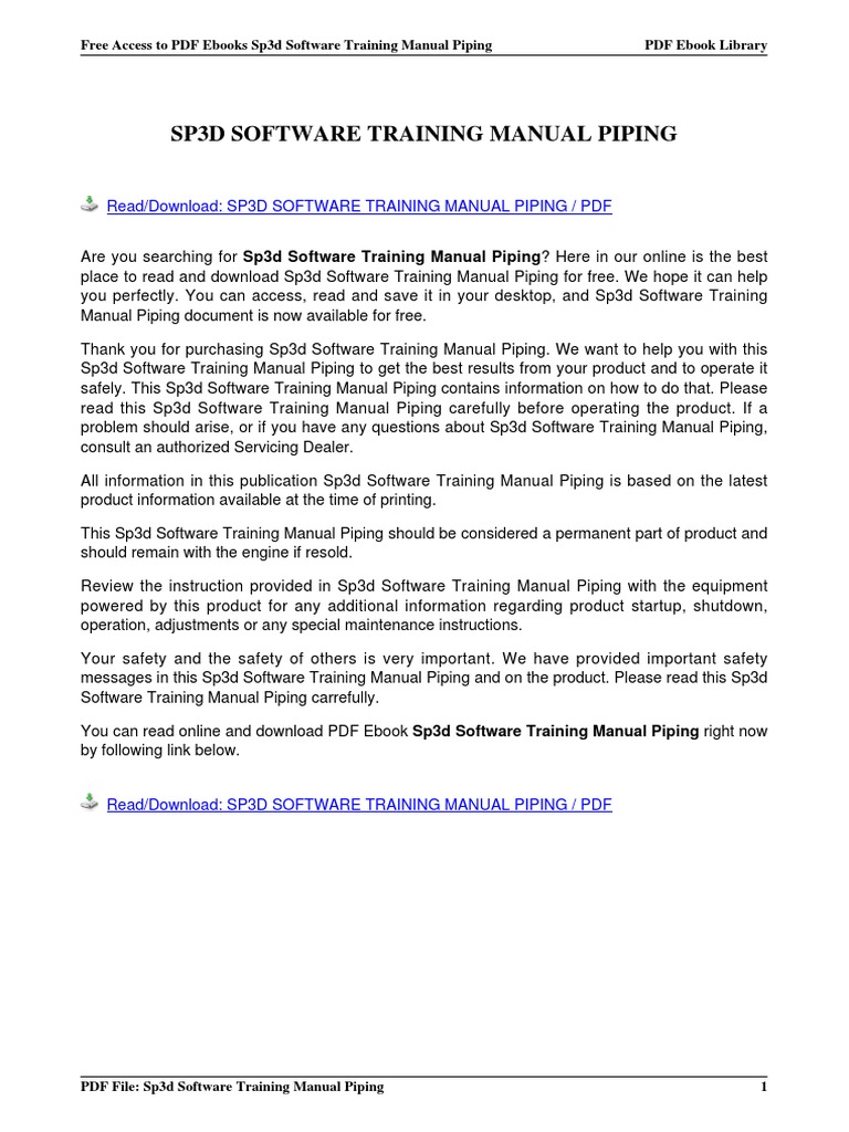 sp3d Software Training Manual Piping PDF | PDF | E Books | Mass Media