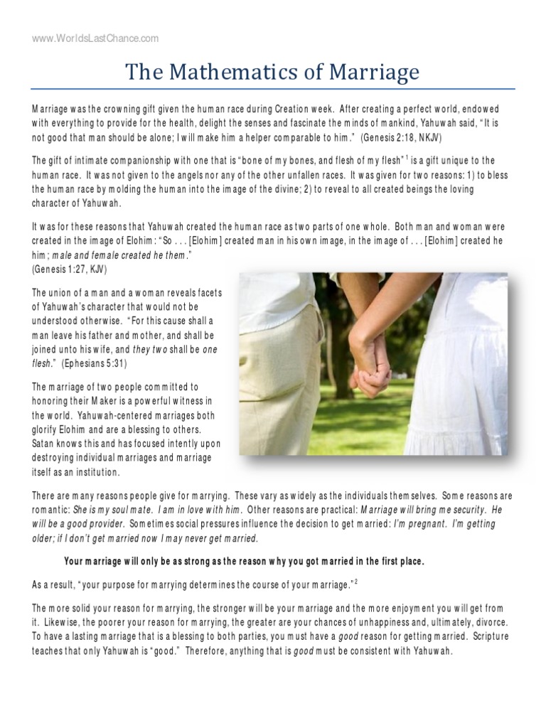 The Mathematics of Marriage | PDF | Wife | Marriage
