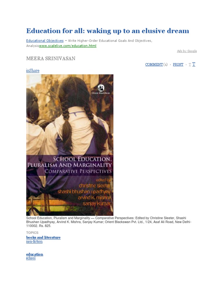 Education For All: Waking Up To An Elusive Dream: Meera Srinivasan ...
