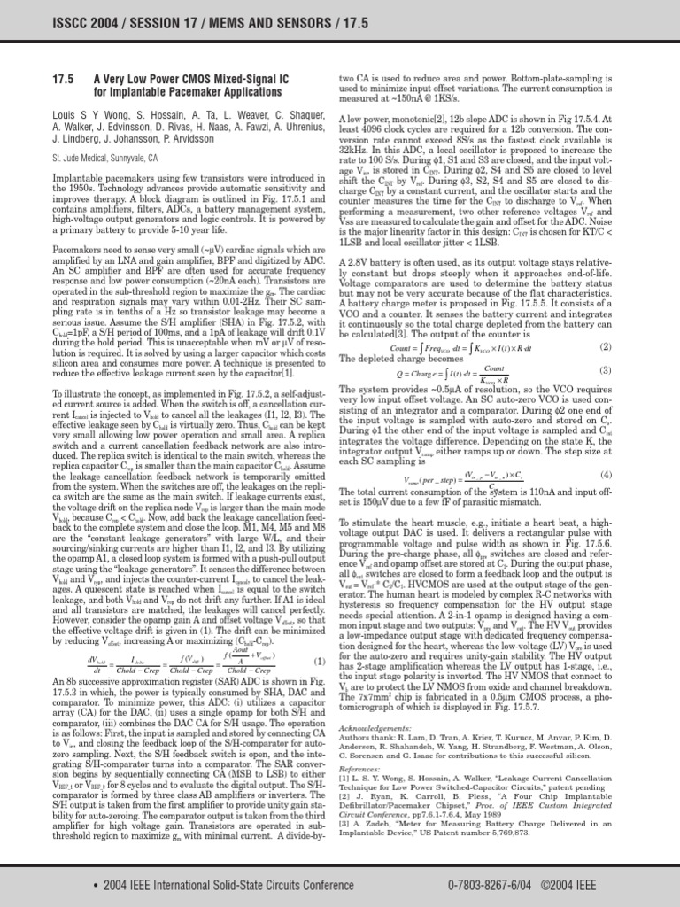 A Very Low-Power CMOS Mixed-Signal | PDF | Operational Amplifier ...