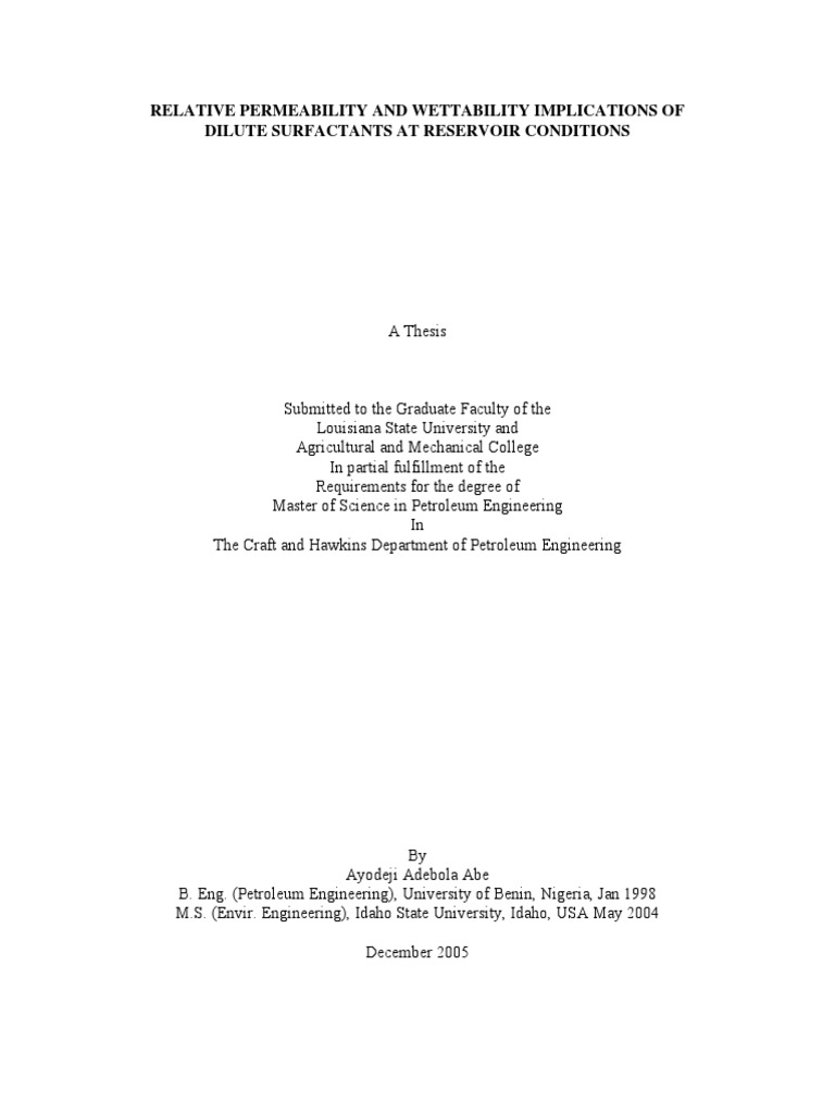 Abe Thesis | Download Free PDF | Petroleum Reservoir | Wetting