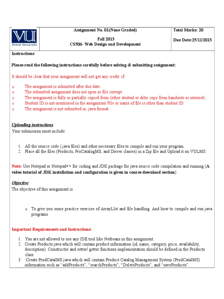 Fall 2013 - CS506 - 1 | PDF | Java (Programming Language) | User ...