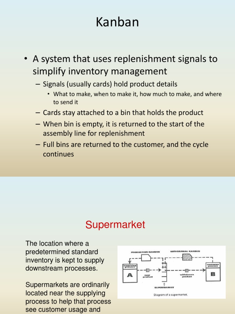 Kanban: - A System That Uses Replenishment Signals To Simplify ...