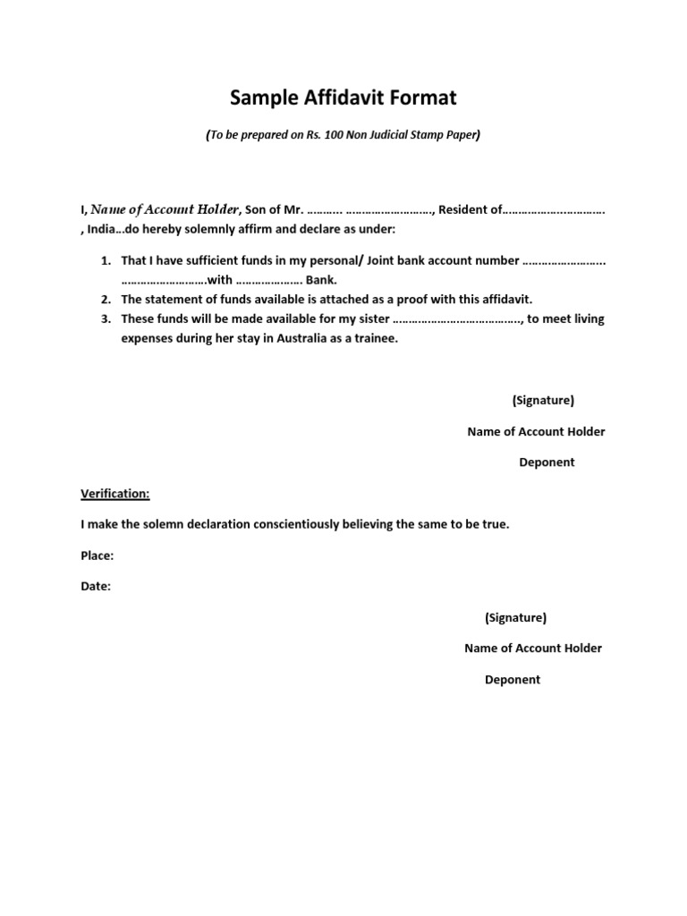 Sample Affidavit