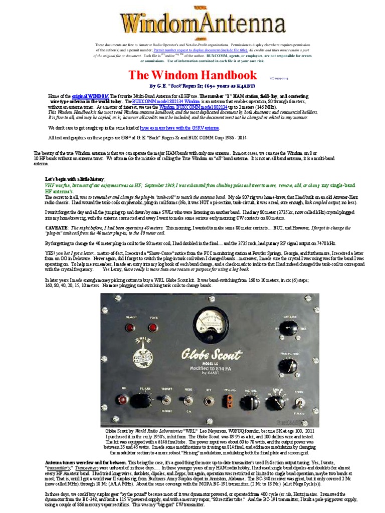 The Windom Handbook | PDF | Coaxial Cable | Antenna (Radio)