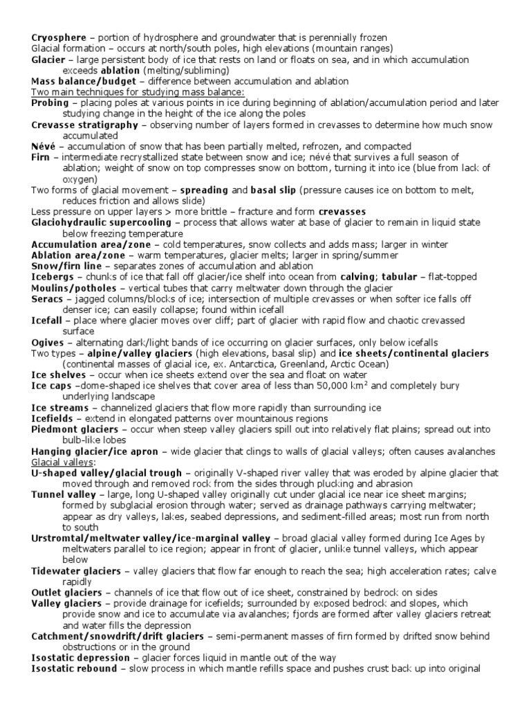 Dynamic Planet Notes | PDF | Glacier | Valley