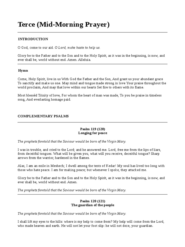 Terce (Mid-Morning Prayer) : The Prophets Foretold That The Saviour ...