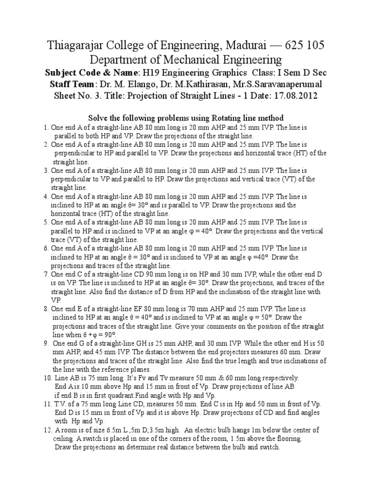 Ex Sheet 3 | PDF | Line (Geometry) | Angle