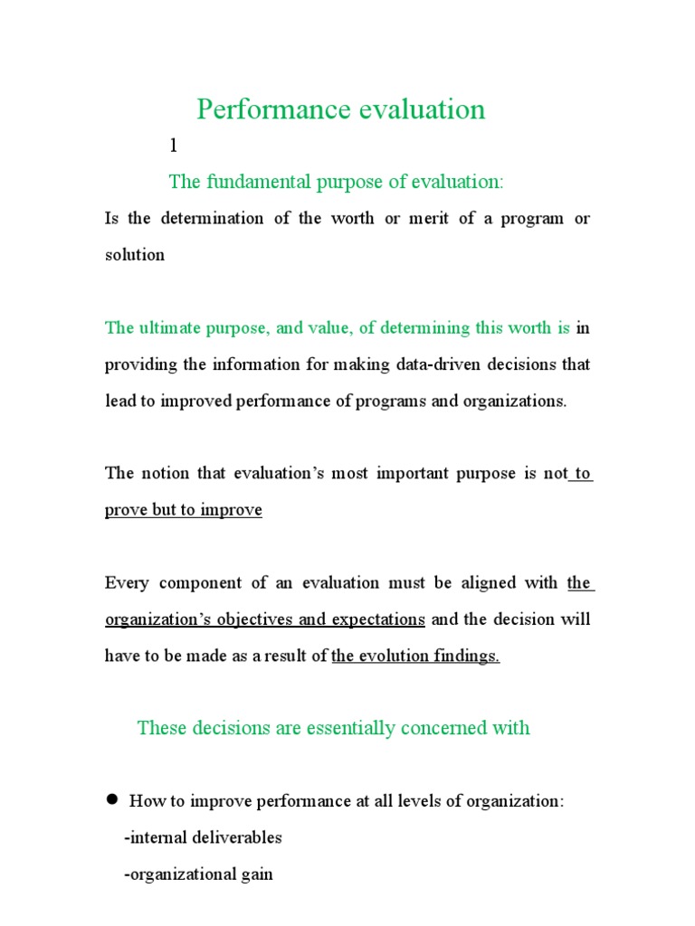 Performance Evaluation | Goal | Evaluation | Free 30-day Trial | Scribd