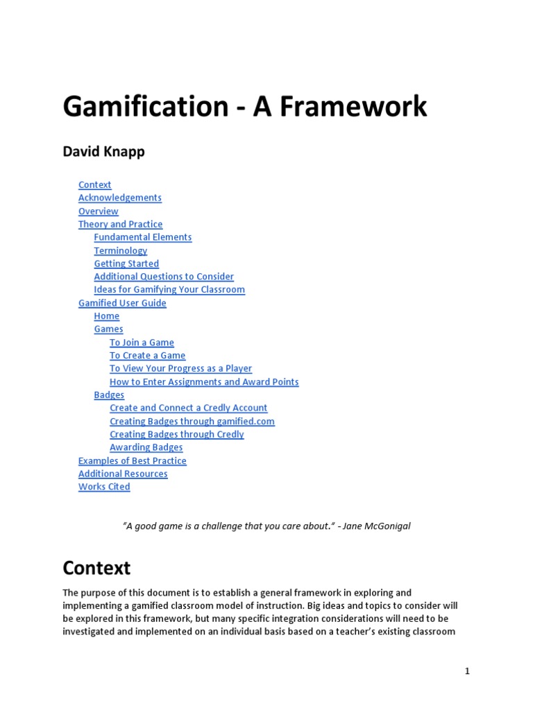 Gam If Ication Framework | PDF | Educational Assessment | Motivation