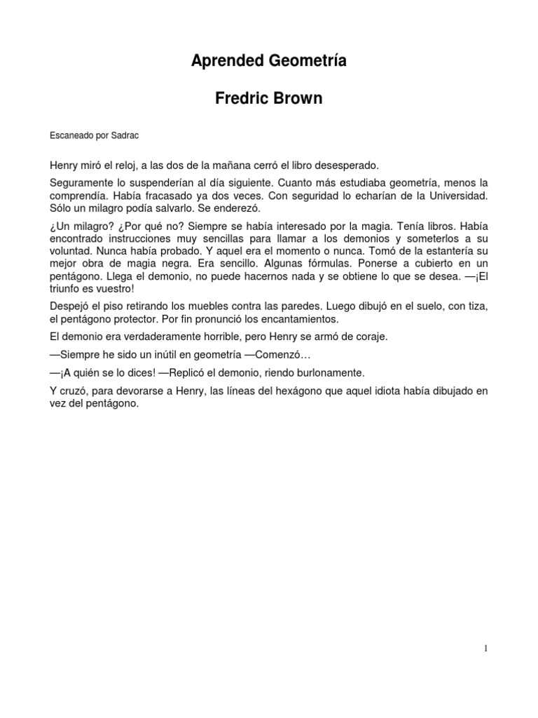 Brown, Fredric - Aprended Geometria | PDF