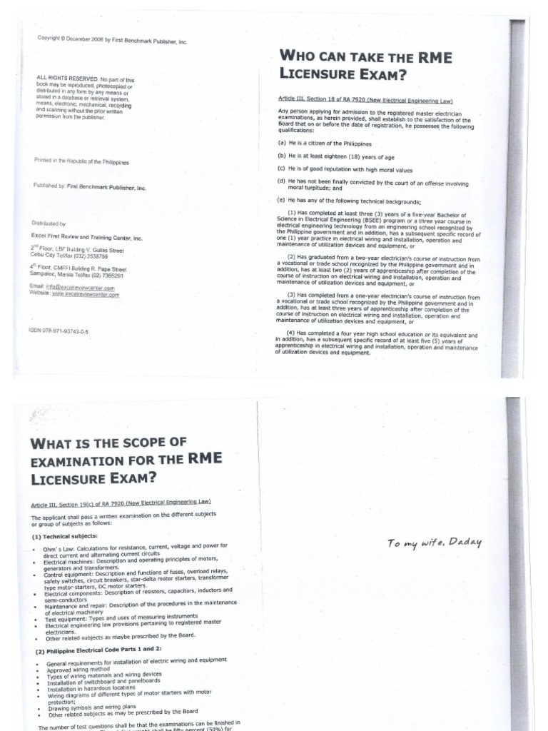 Reviewer for RME Licensure Exam