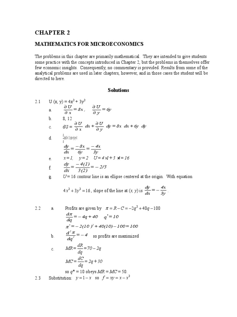 Mathematics For Microeconomics: 6y y U, 8x X U | PDF | Variance | Algebra