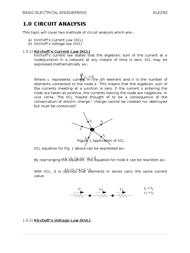 1.0 Circuit Analysis: Basic Electrical Engineering ELE290 | PDF | Electrical Impedance | Series ...