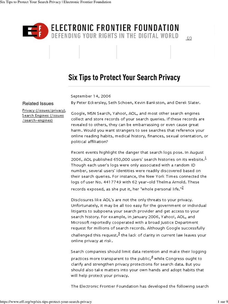 Six Tips To Protect Your Search Privacy - Electronic Frontier ...