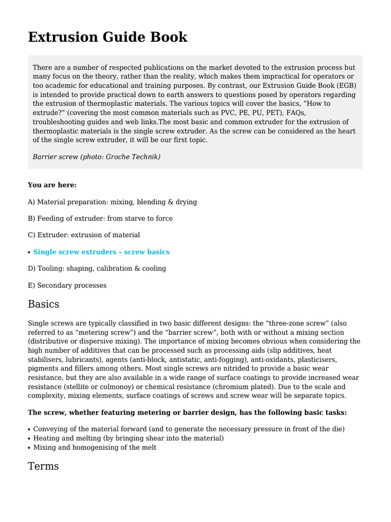 Extrusion Guide Book | PDF | Extrusion | Ratio