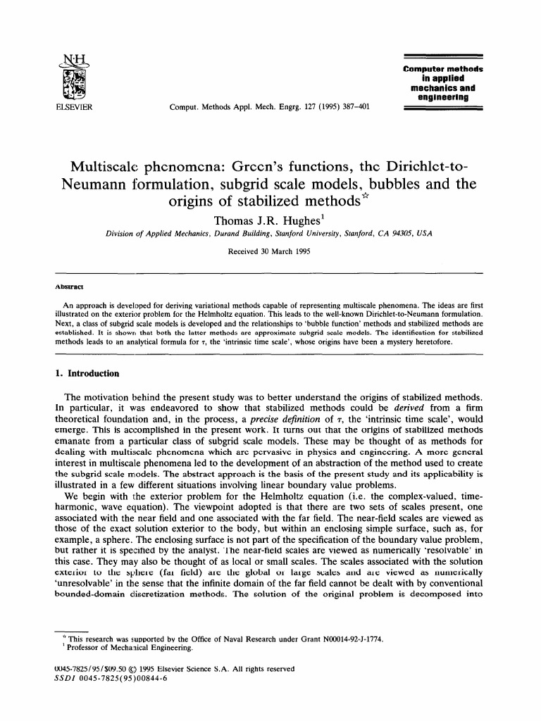 Hughes Multiscale 1995 | PDF | Finite Element Method | Green's Function