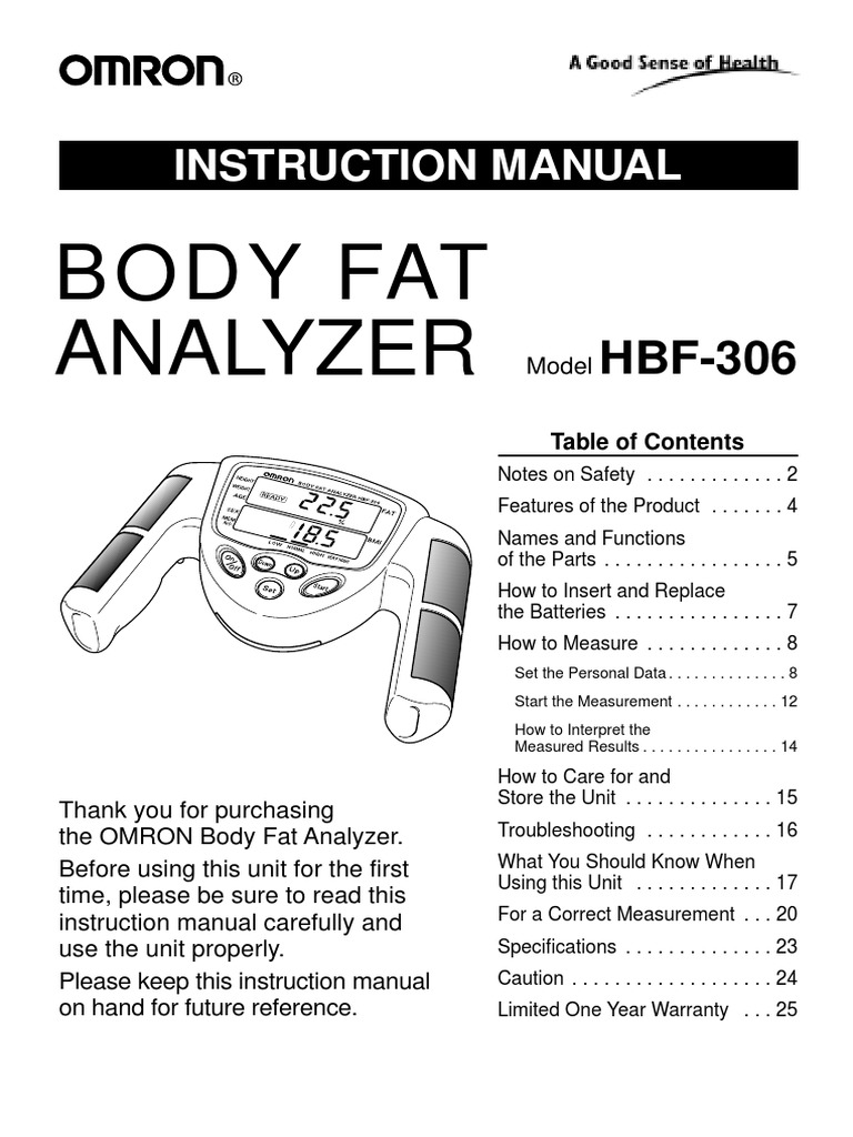OMRON Body Fat Analyzer Manual | PDF