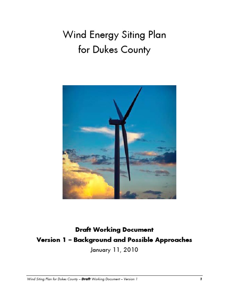 Wind Energy Siting Plan - Working Document Version 1 Draft | PDF | Wind ...