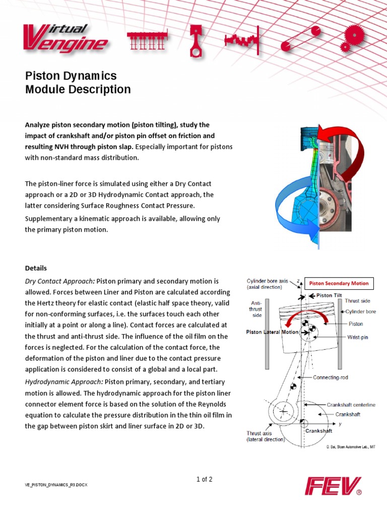 VE Piston Dynamics r3 | PDF | Friction | Force