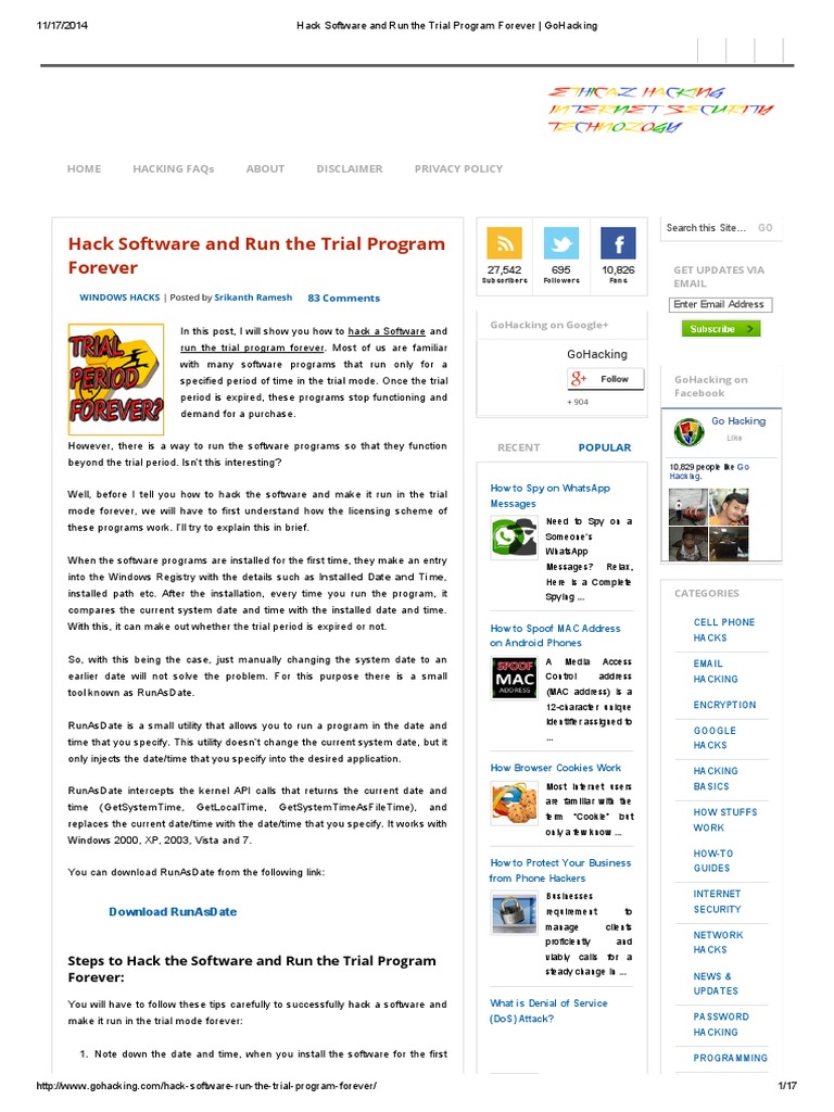 Hack Software and Run The Trial Program Forever - GoHacking | PDF ...