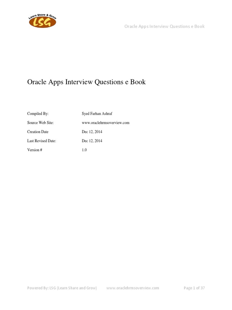Oracle HRMS Question e Book | PDF | Oracle Database | Pl/Sql