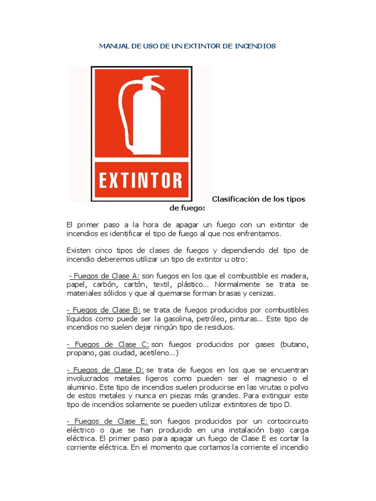 Manual de Uso de Un Extintor de Incendios | PDF | Dióxido de carbono ...