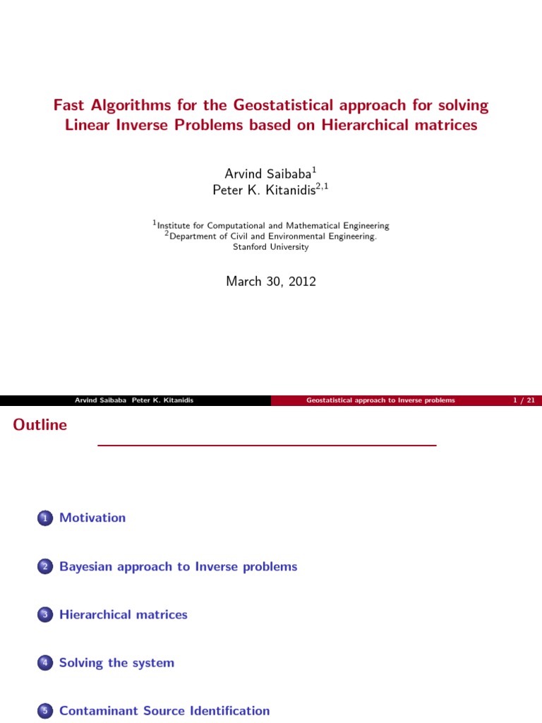 Fast Algorithms for the Geostatistical Approach to Solving Linear Inverse Problems Based on ...