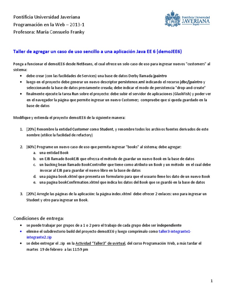 2013 Taller03 CU Simple JEE6. 2013 | PDF