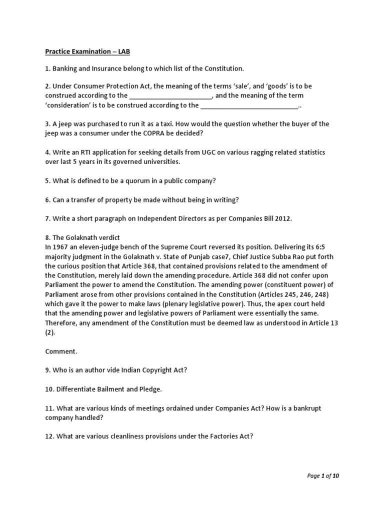 Practice Examination - LAB | PDF | Government | Public Law