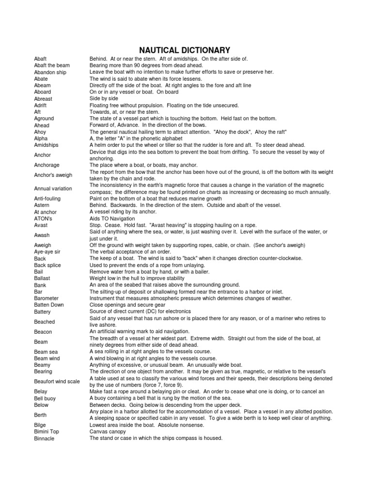 Nautical Dictionary PDF | PDF | Anchor | Ships