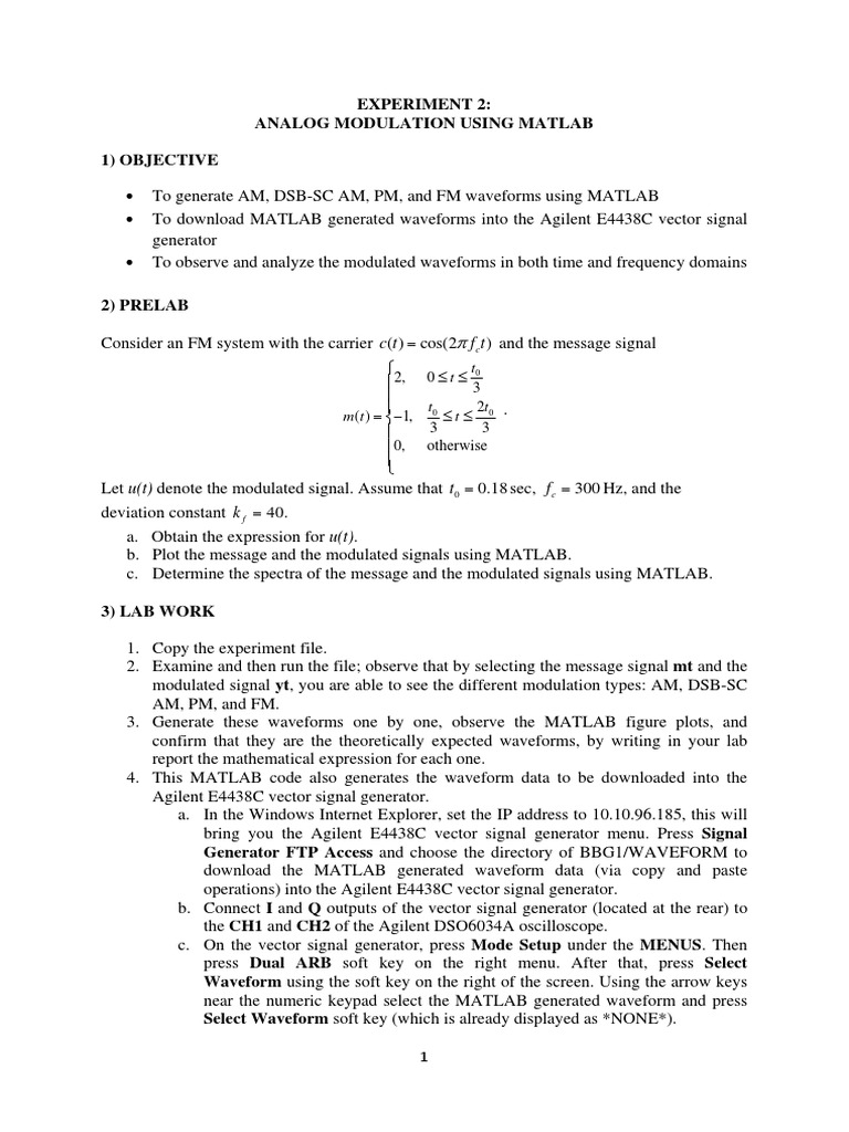 Experiment 2 Pdf Frequency Modulation Modulation