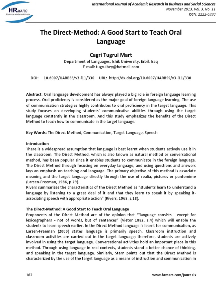 The Direct-Method A Good Start To Teach Oral Language | PDF | Second ...