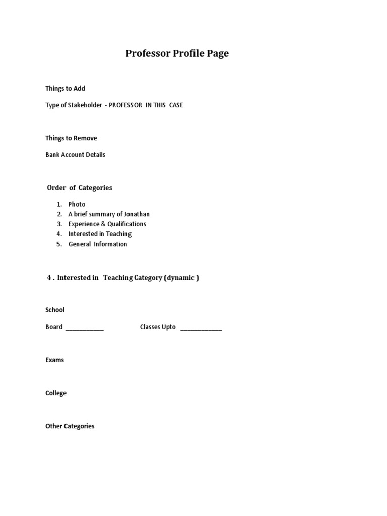 Professor Profile Page Template | PDF