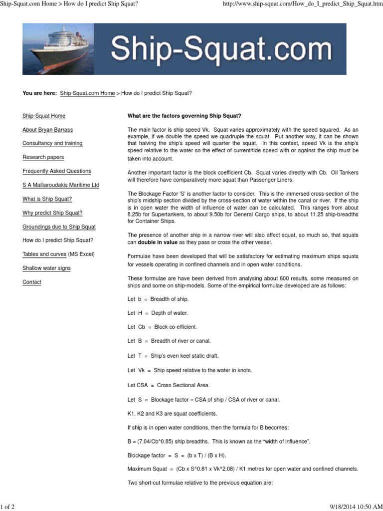 Ship Squat | PDF | Ships | Oil Tanker