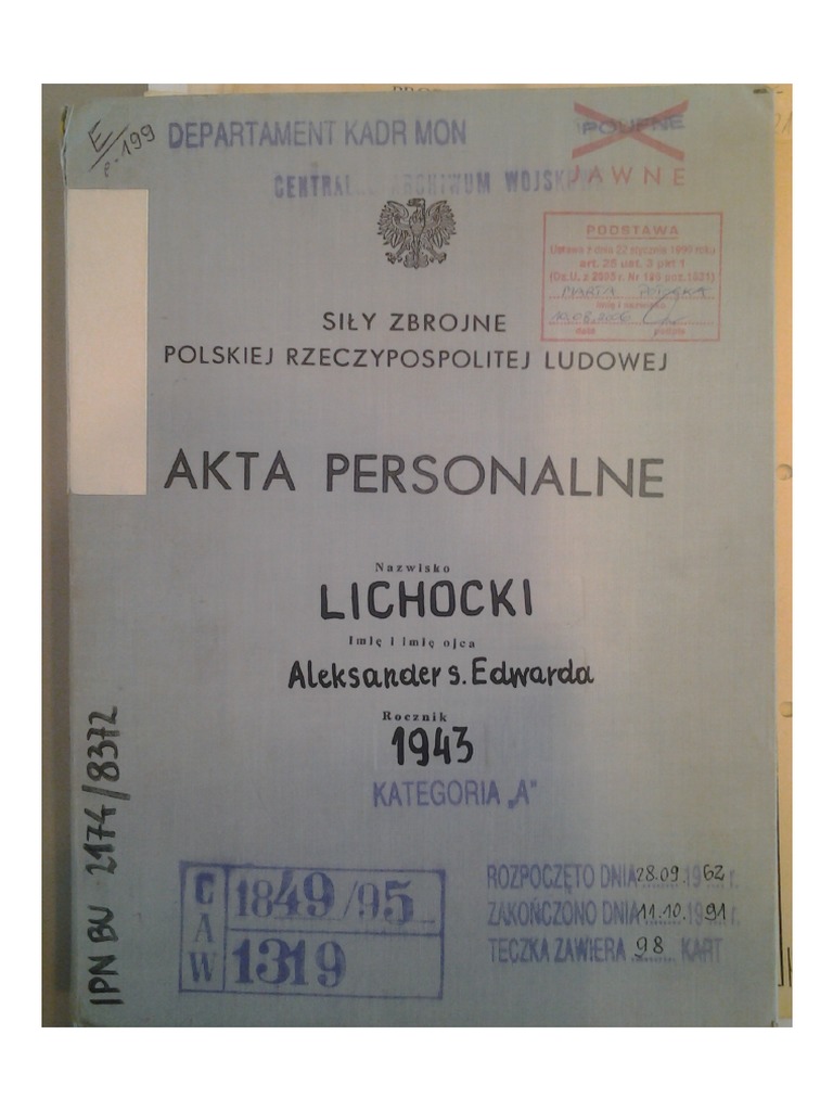 PLK Aleksander Lichocki Teczka WSW | PDF