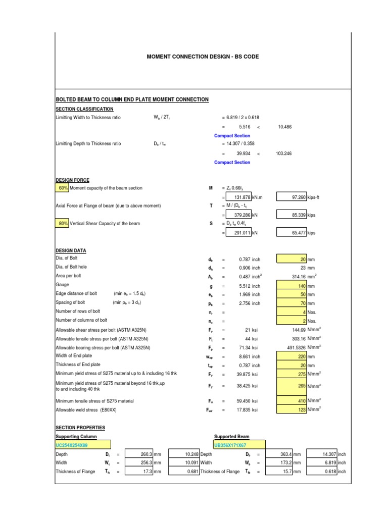 Moment Connection Design-BS CODE | PDF