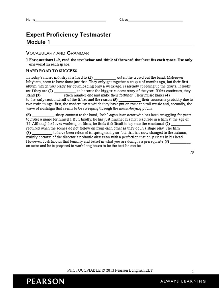 Module 1 Test Cpe Practice Audition Leisure