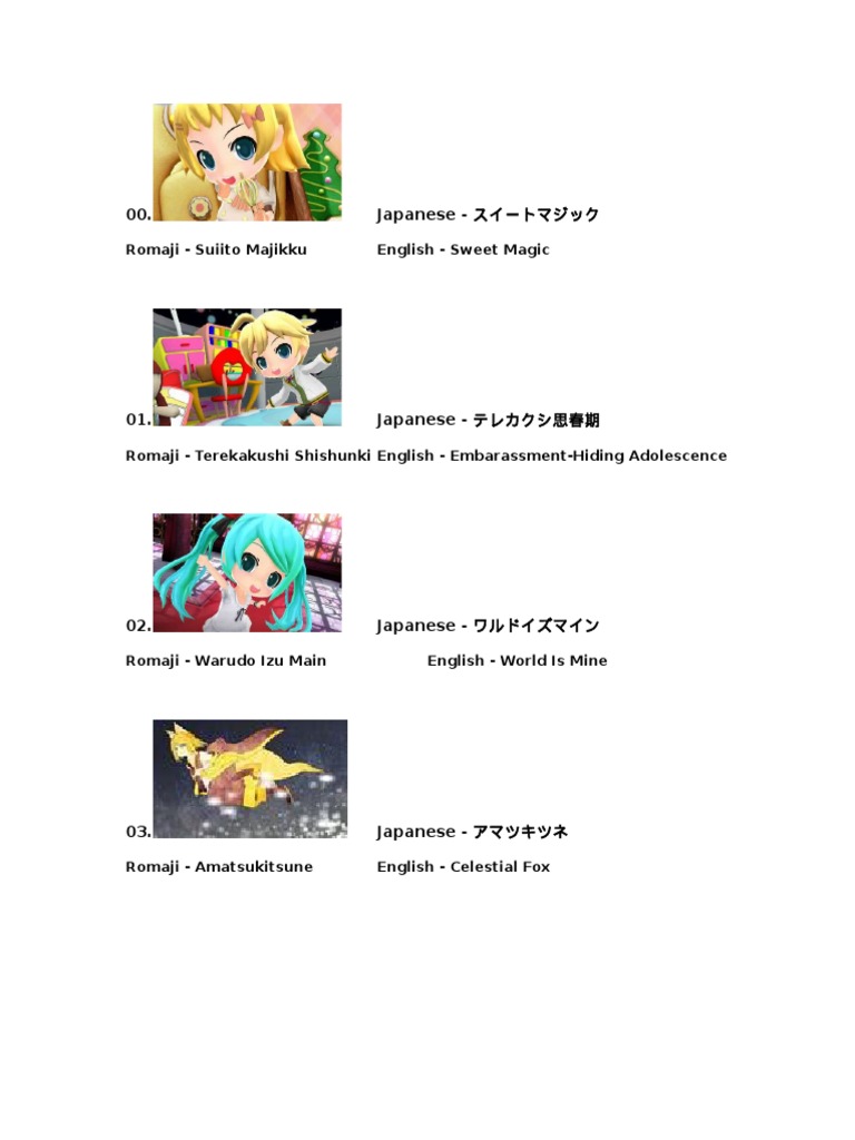 Japanese Song Titles and Translations | PDF | Language Arts ...