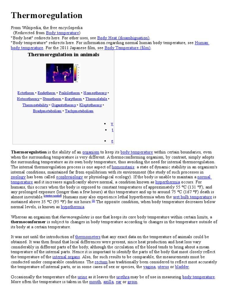 Thermo Regulation | PDF | Thermoregulation | Zoology