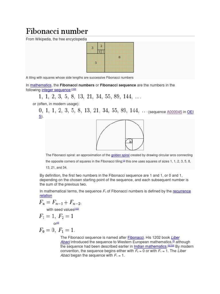 Fibonacci Number | PDF | Combinatorics | Elementary Mathematics Fibonacci Number | PDF | Combinatorics | Elementary Mathematics