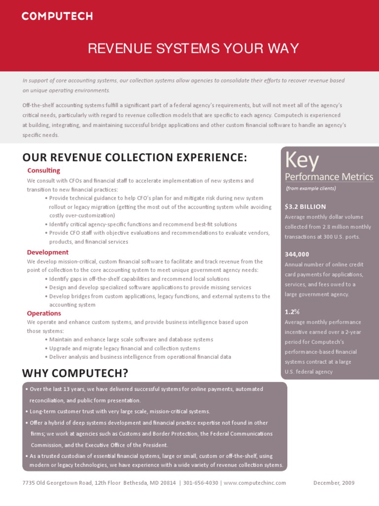 Revenue Collection Systems | Chief Financial Officer | Consultant