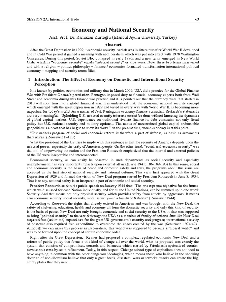 Economy and National Security | PDF | Neoliberalism | New Deal