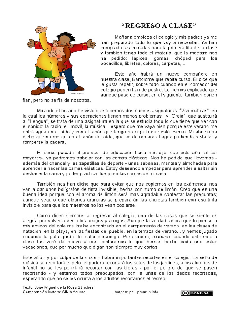 Cuento sobre el regreso a clases | PDF | Ocio