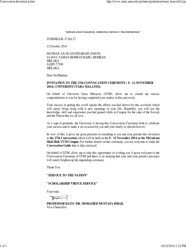 Convocation Invitation Letter | PDF